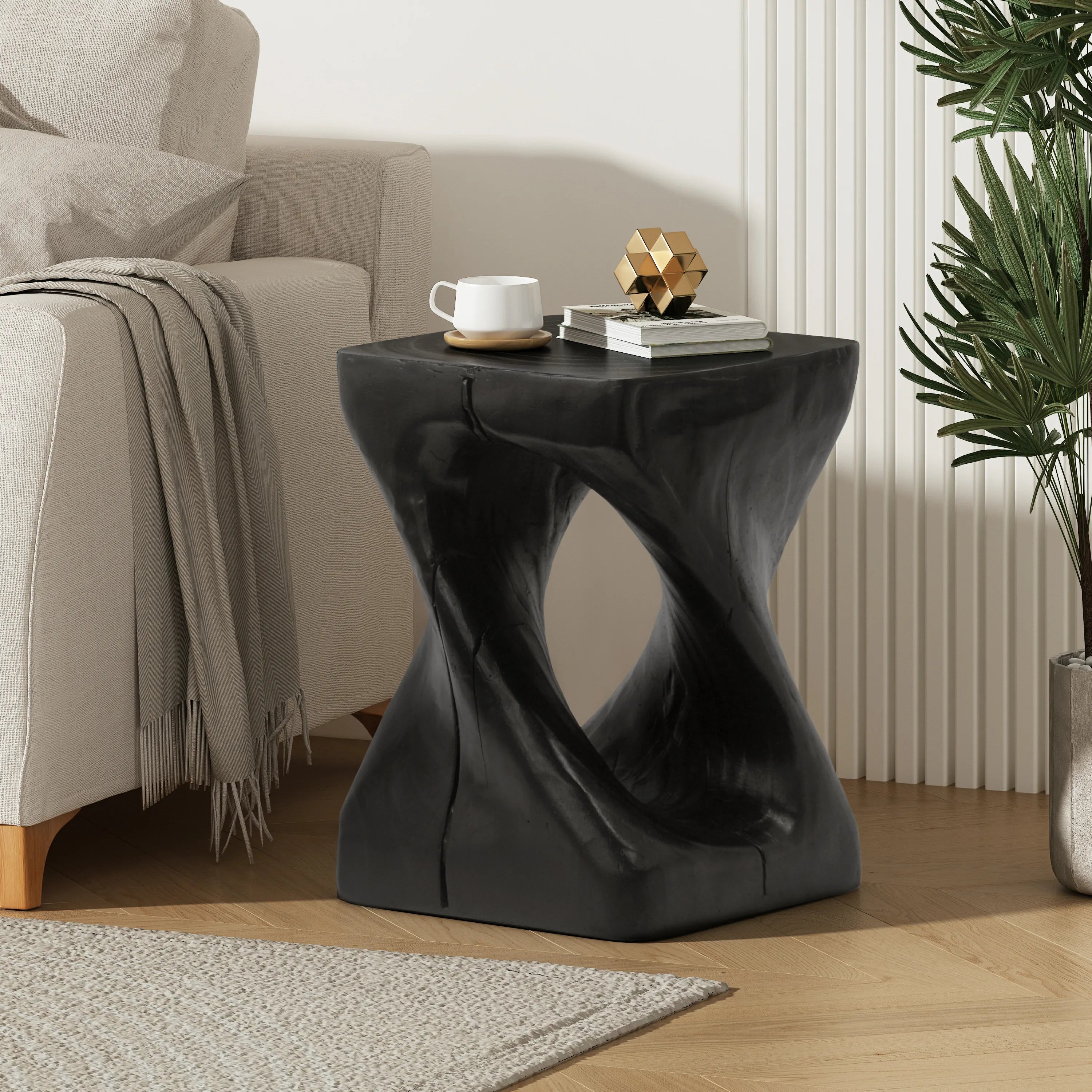 Sculptural MGO Coffee Table, Wood-Grain Finish, Multi-Color – Allcurved