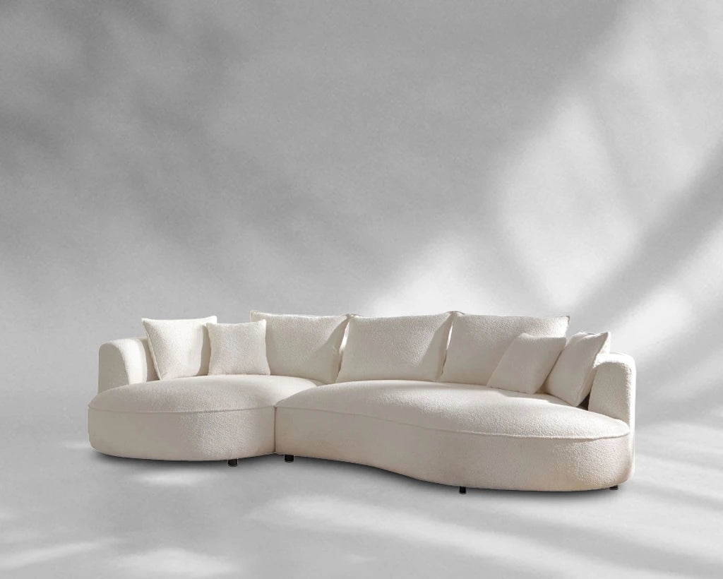 124.80"Beige Curved Sofa with Ingenious Shape – Modern, Stylish Design ...