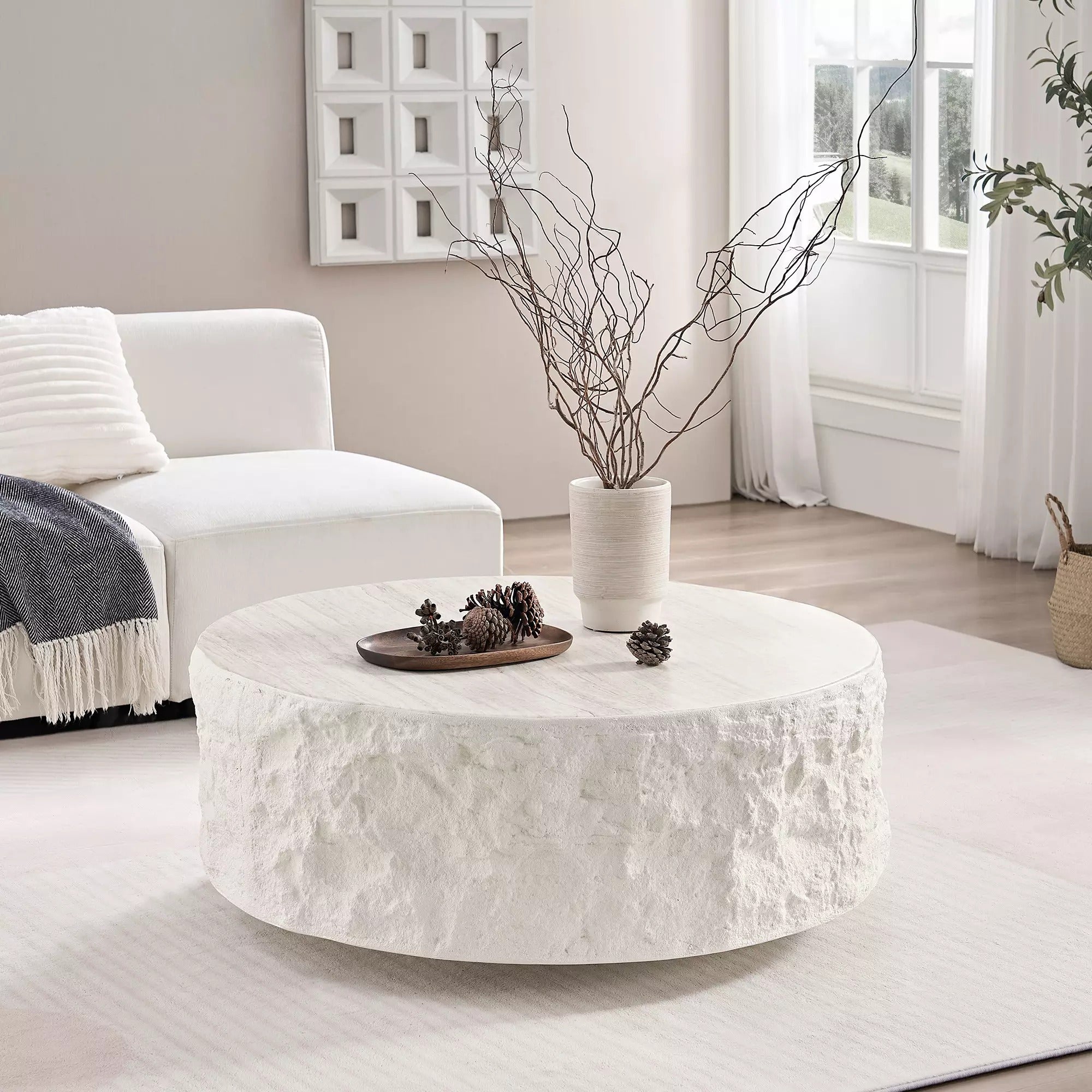 35.43''Fiberglass Round Center Coffee Table – Allcurved